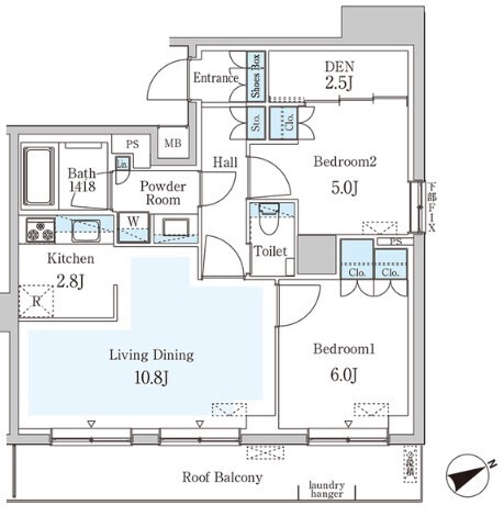 プリマリード南青山2LDkタイプの間取りと室内参考写真: 港区高級賃貸徒然草